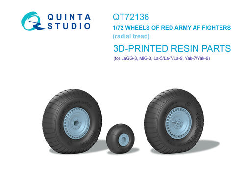 NEW! Quinta Studio QT72136 LaGG-3, MiG-3, La-5, La-7, La-9, Yak-7 and Yak-9 - Wheels Radial Tread (for All Kits / 3D-Printed)