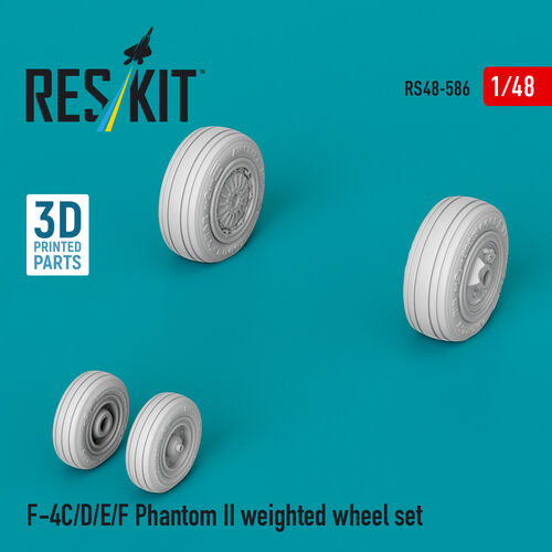 NEW! RES/KIT 48-0586 McDonnell Douglas F-4 C/D/E/F Phantom II - Weighted Wheel Set (3D-Printed)