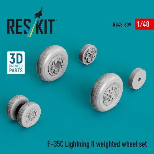 NEW! RES/KIT 48-0609 Lockheed Martin F-35 C Lightning II - Weighted Wheel Set (3D-Printed)