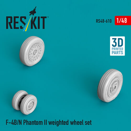 NEW! RES/KIT 48-0610 McDonnell Douglas F-4 B/N Phantom II - Weighted Wheel Set (3D-Printed)