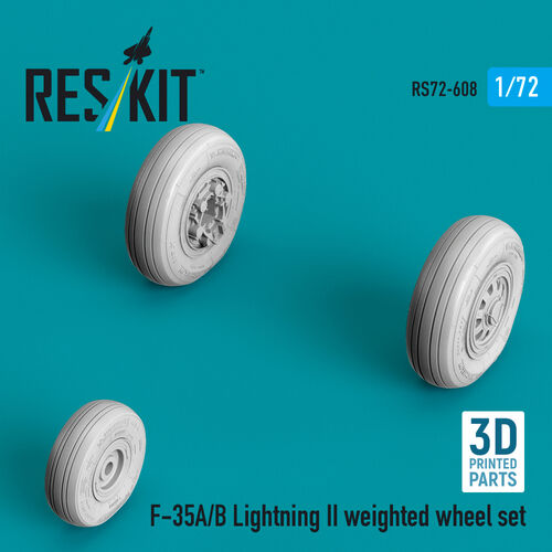 NEW! RES/KIT 72-0608 Lockheed Martin F-35 A/B Lightning II - Weighted Wheel Set (3D-Printed)
