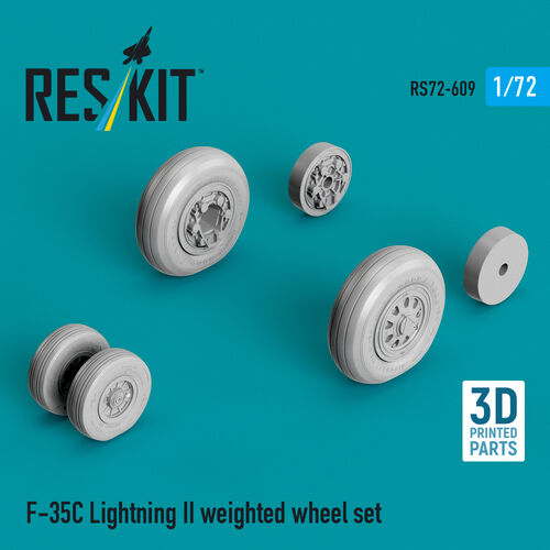 NEW! RES/KIT 72-0609 Lockheed Martin F-35 C Lightning II - Weighted Wheel Set (3D-Printed)