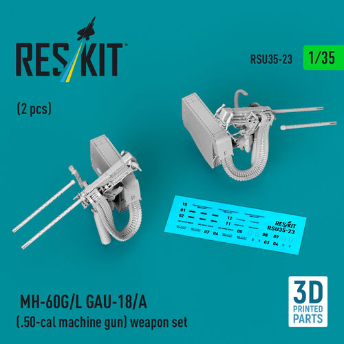 NEW! RES/KIT U35-0023 Sikorsky MH-60 G/L - GAU-18/A (.50-cal Machine Gun) Weapon Set (2 pcs / 3D-Printed)