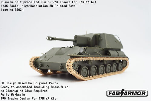 NEW! Fab Scale Fa35034 Soviet Self-Propelled Gun SU-76M - Tracks Set (for Tamiya Kits / 3D-Printed)
