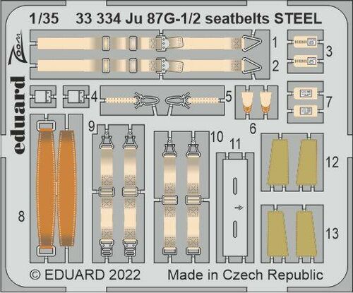 Eduard 33334 Junkers Ju-87 G-1 / G-2 - Steel Seatbelts (for Border Model Kits)
