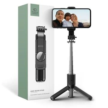 TECH-PROTECT L02S COMPACT SELFIE STICK WITH TRIPOD & BLUETOOTH - BLACK