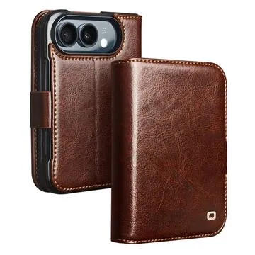 IPHONE DUO QIALINO CLASSIC KOŽNA NOVČANIK-FUTROLA - BRAON