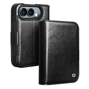 IPHONE DUO QIALINO CLASSIC KOŽNA NOVČANIK-FUTROLA - CRNA