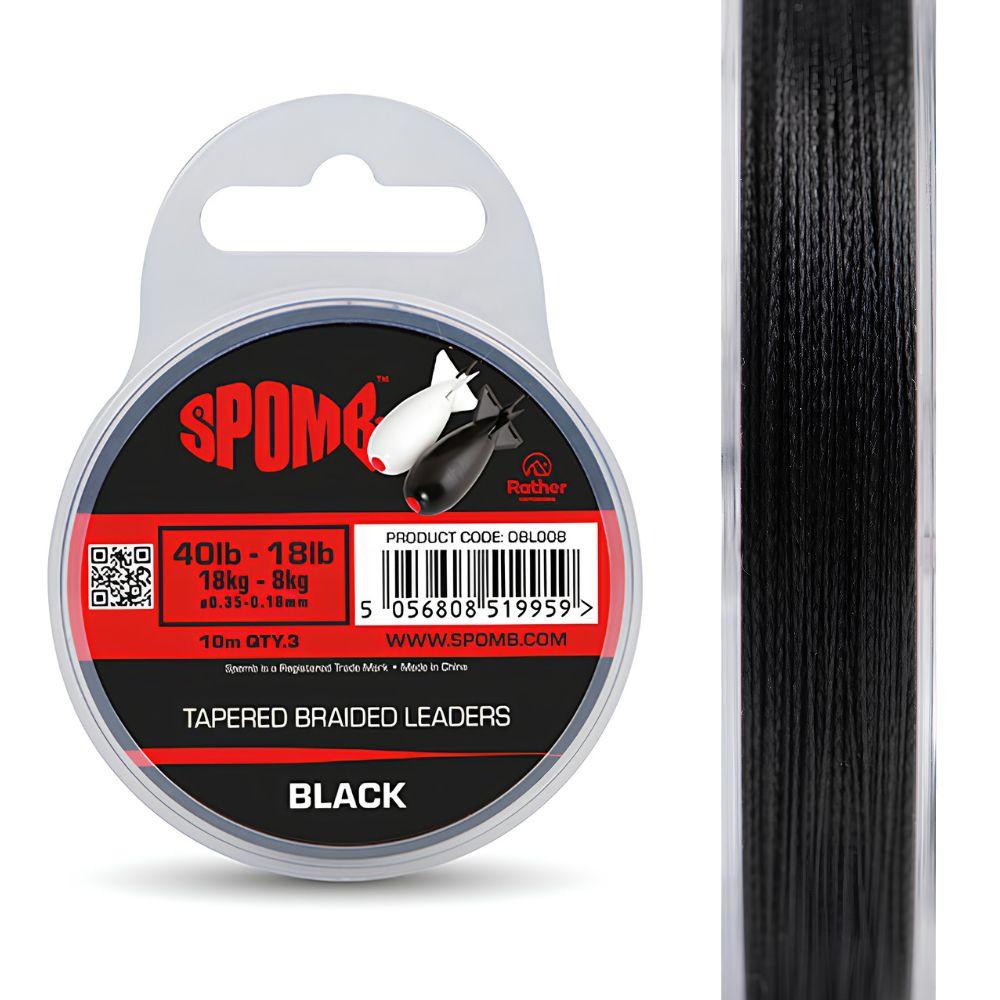Spomb Tapered Braided leaders Black 40lb-18lb (DBL008)