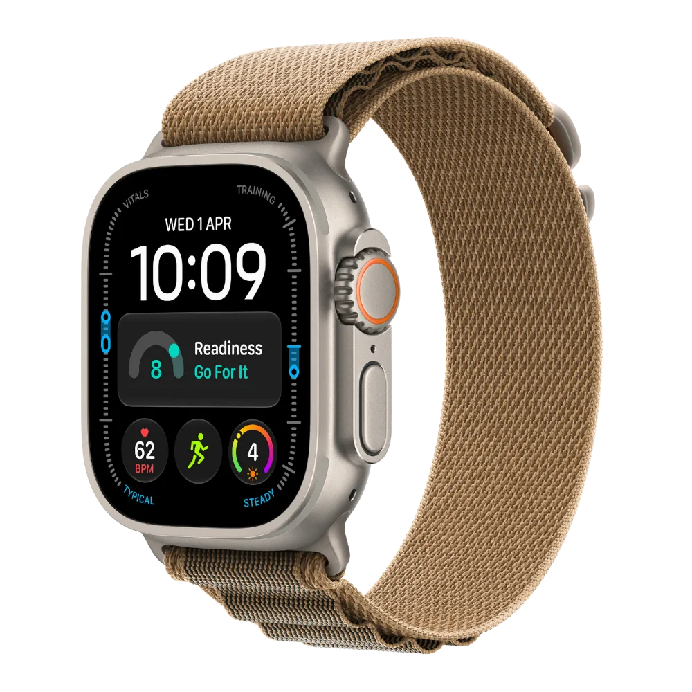 Apple Watch Ultra 4 Cellular 49mm Natural Titanium Case with Desert Alpine Loop – L (mjag4se/a)