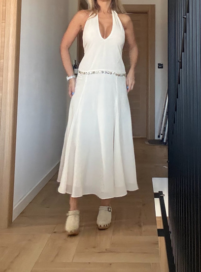 ZARA krem lyocell haljina