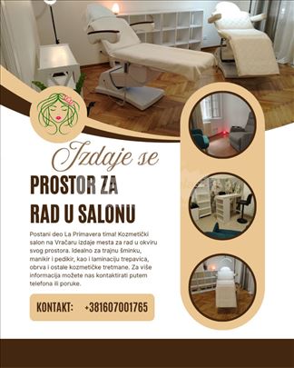 Izdavanje prostora za rad u salonu lepote