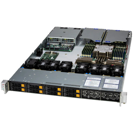 SUPERMICRO assembled server based on AS-1116CS-TN, Turin 9575F CPU, 2x 32GB DDR5-6400, SSD 2.5'' NVMe PCIe4 960GB, AIOM G3 x4 2x 10GbE RJ45