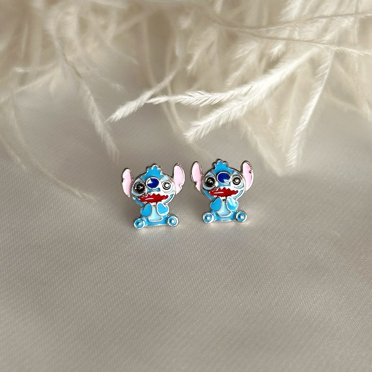 Stich srebrne minđuše za devojčice