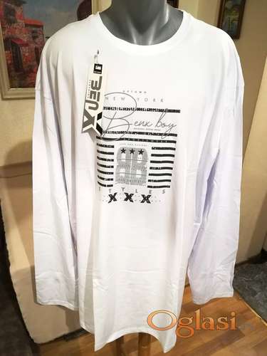 Kvalitetan muski pamucni duks Benx u velikom broju 5XL Beli Novo