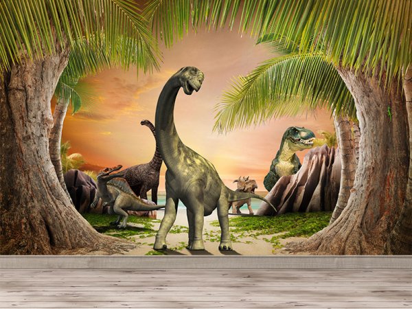 Dinosaurusi u praistorijskoj dolini — dečja foto tapeta
