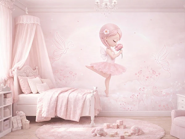 Roze balerina u bajkovitoj sobi — dečja foto tapeta
