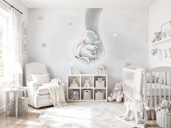 Disney Dumbo u zagrljaju mame slonice — bebi foto tapeta