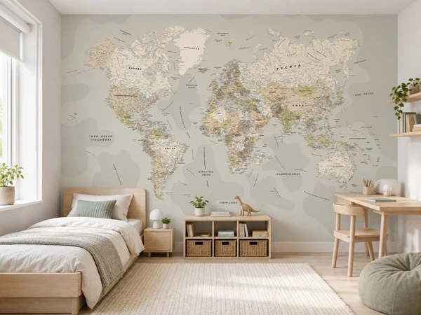 Detaljna vintage mapa sveta — dečja foto tapeta
