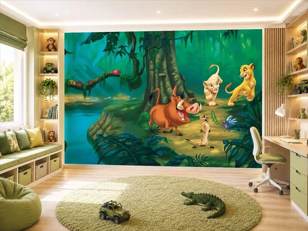 Simba, Nala, Timon i Pumba u džungli — dečja foto tapeta