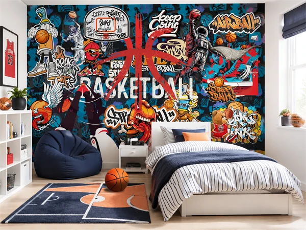 Košarkaški streetball grafiti — dečja foto tapeta