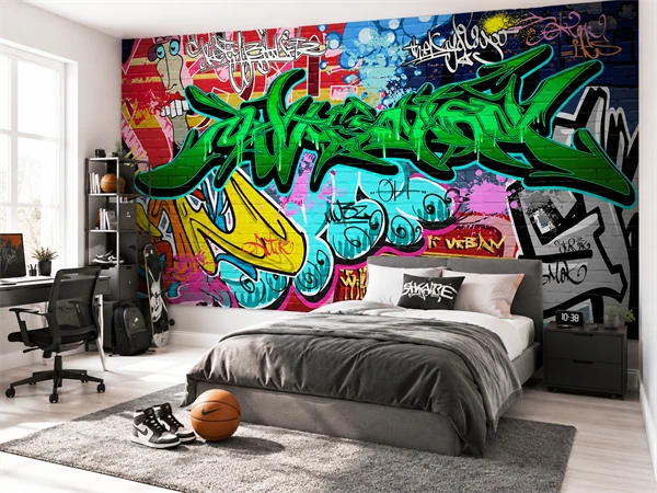 Zeleni urbani grafiti — dečja foto tapeta