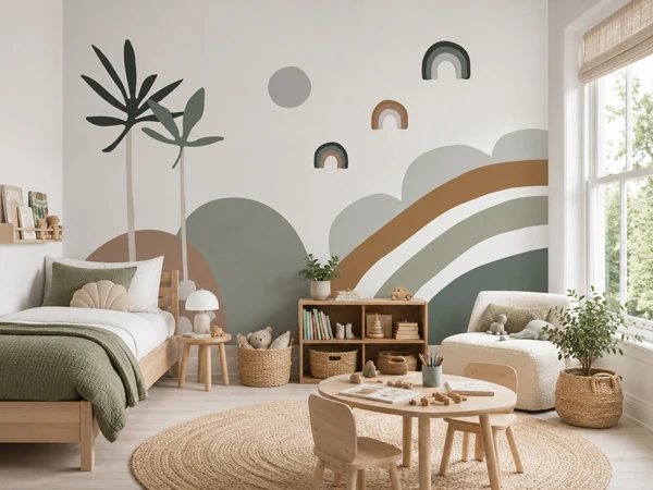 Boho duga i palme — dečja foto tapeta