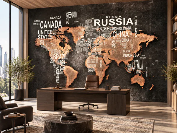 Vintage tipografska mapa sveta — foto tapeta