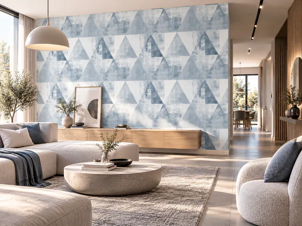Plavi akvarel geometrijski trouglovi — foto tapeta