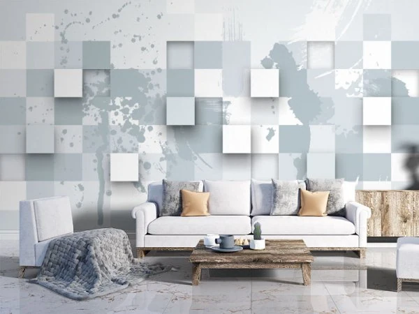 Beli i sivi 3d kvadrati — foto tapeta