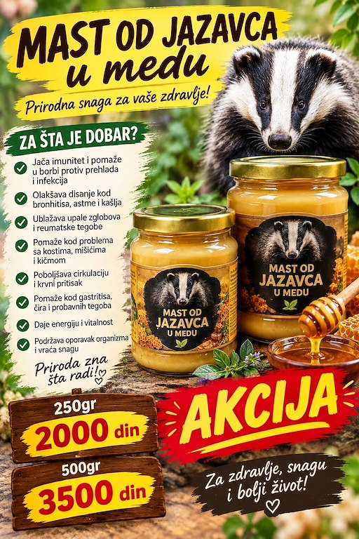 Mast od jazavca u medu – prirodna snaga za vaše zdravlje Šta je to: -