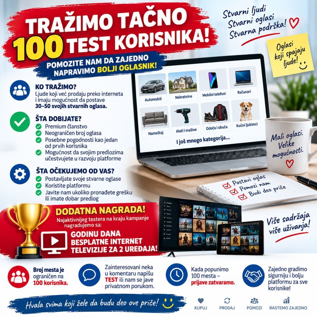 Tražimo tačno 100 test korisnika – pomozite nam da zajedno napravimo