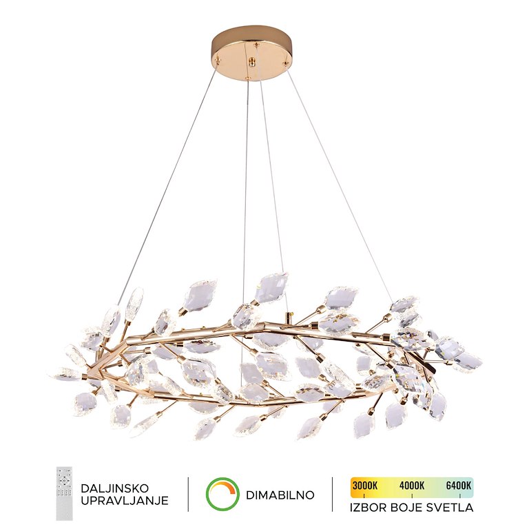 LED VISEĆA LAMPA 64W KP5001-64V GD 3000K-6400K