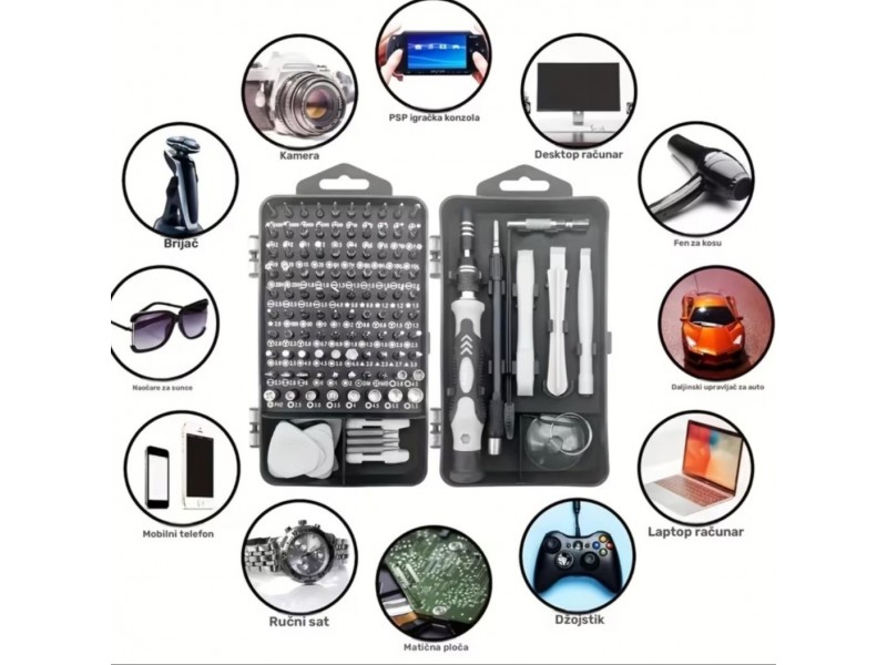 Set Preciznih Šrafcigera 115 u 1 za Telefone Laptopove