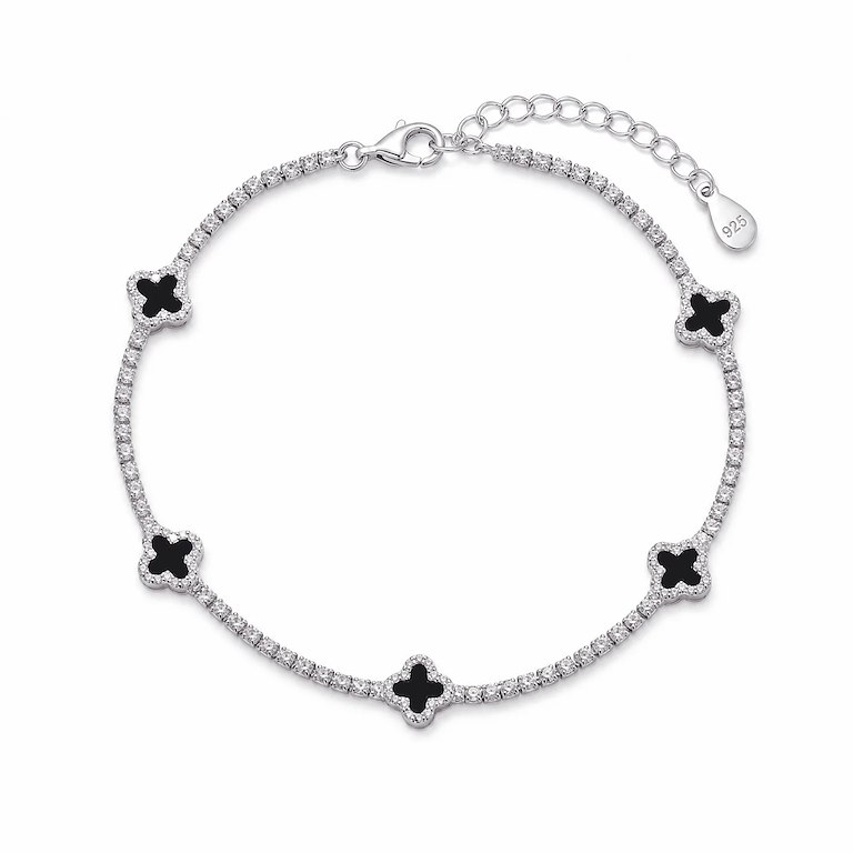 SREBRNA NARUKVICA ONYX CLOVER