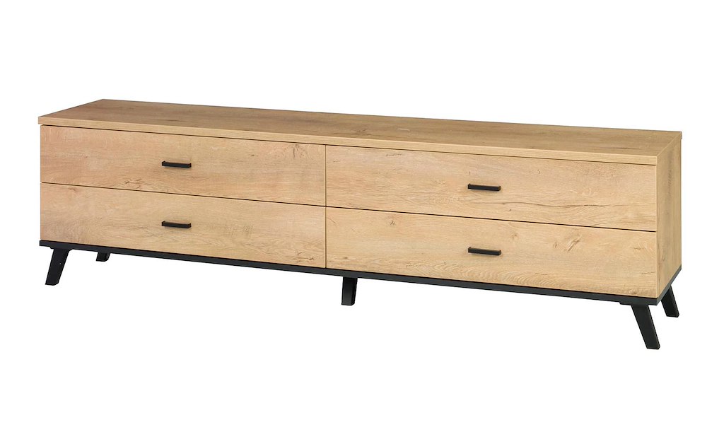 John II tv komoda 4 fioke 181x40x50 cm hrast/crna