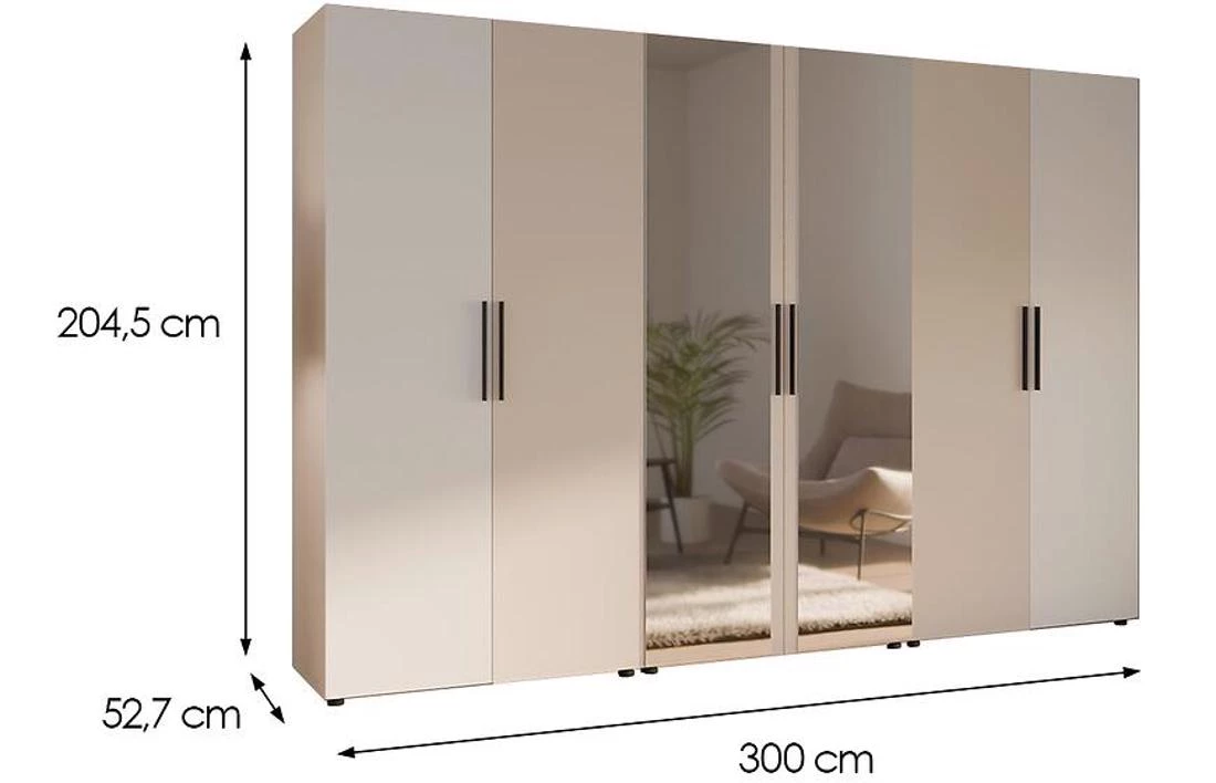 Moduklix 29 ormar 300x52,7x204,5 cm bela/pešcano bež
