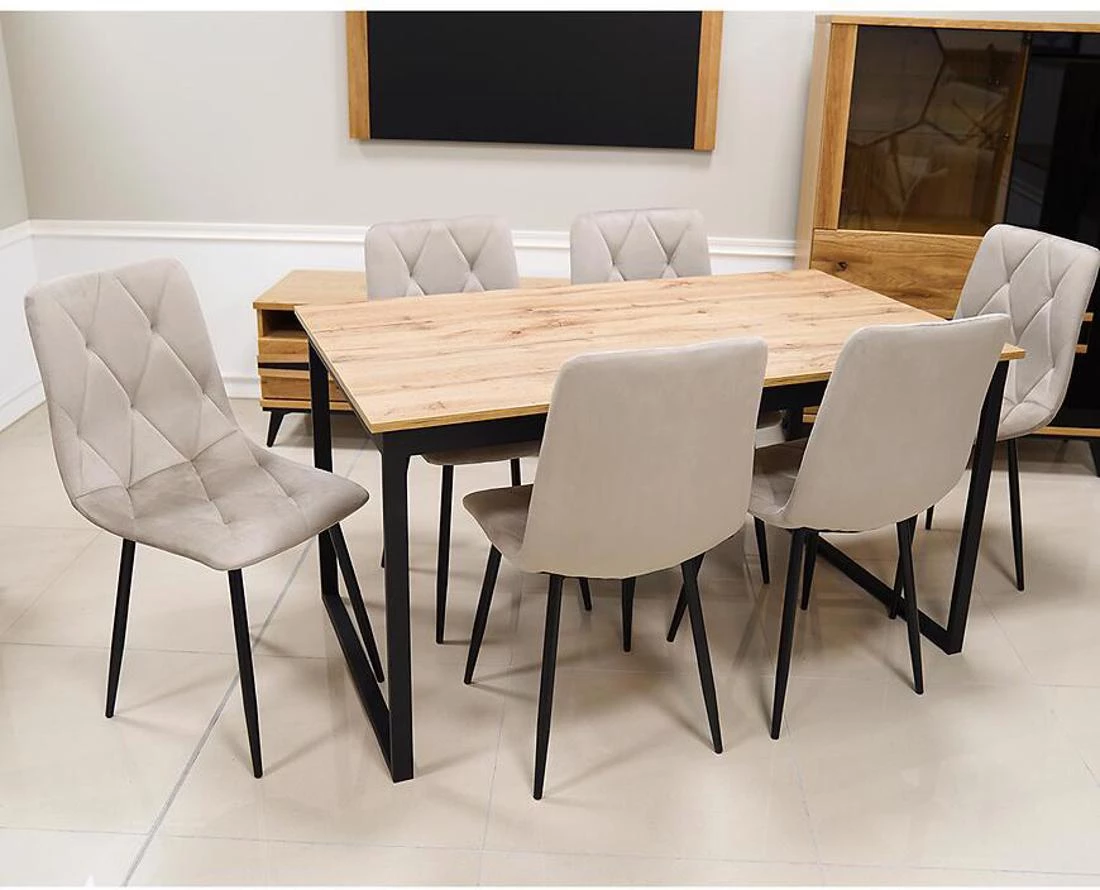 Jakub Set sto i stolica 1+6 80x140(180)x75 votan/crno
