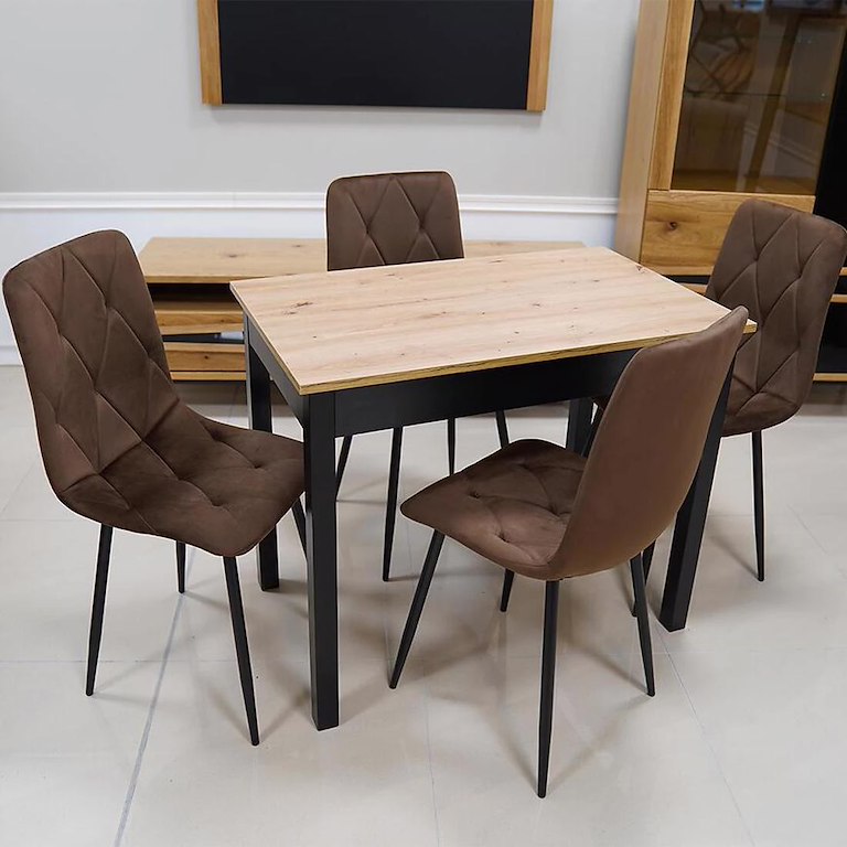 Fido set sto i stolica 1+4 60x100x75 hrast/crno
