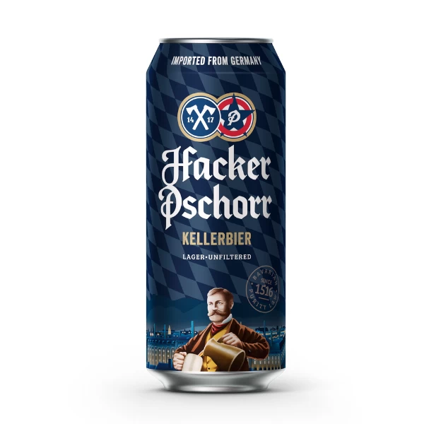 Pivo Hacker Pschorr Minhenski Kellerbier 0,5l limenka
