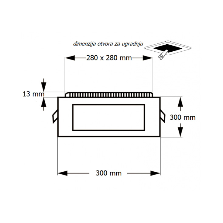 LED ugradna CCT panel lampa 24W