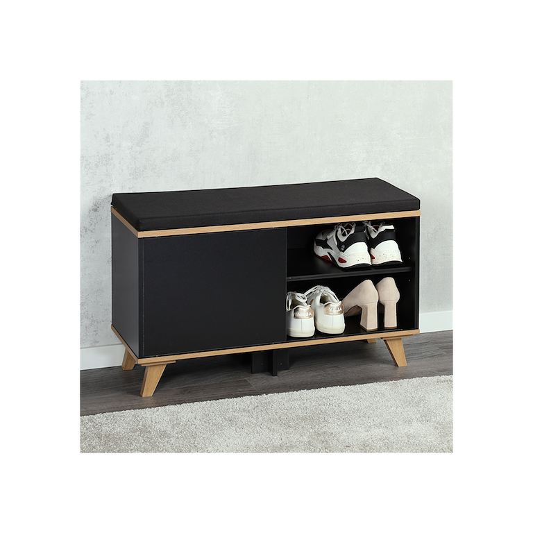 KESPER KSP15943 CIPELARNIK SA JASTUKOM ZA SEDENJE CRNI 77 x 48 x 30 CM