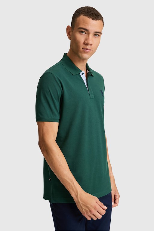 Muška Zelena Polo Majica sa Belom Lajsnom