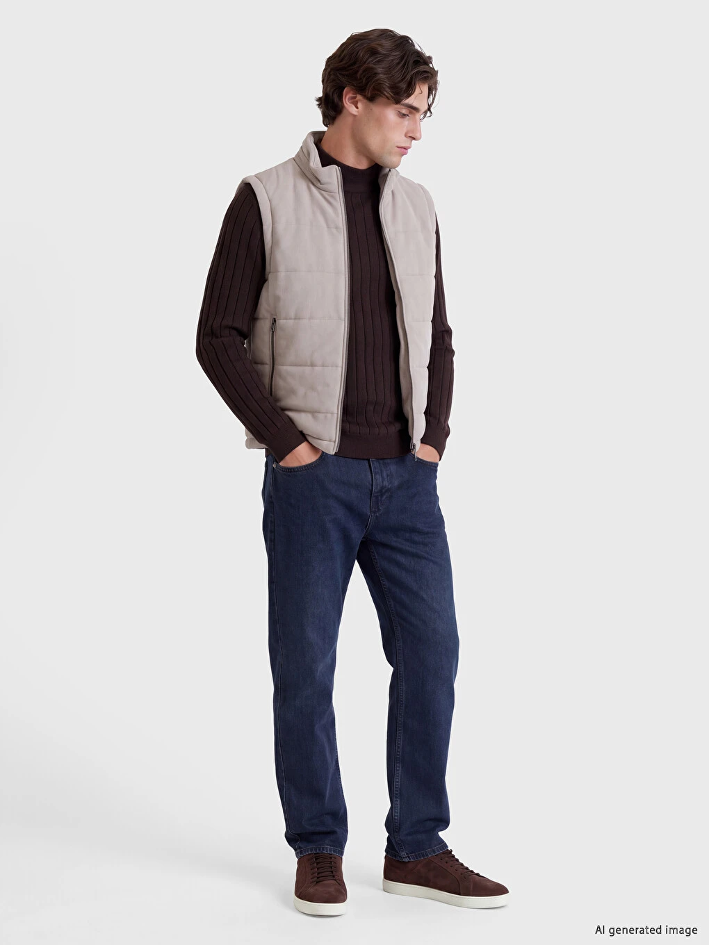 LCW Vision Slim Fit Muški Puf Prsluk Sa Polu-rolka Kragnom