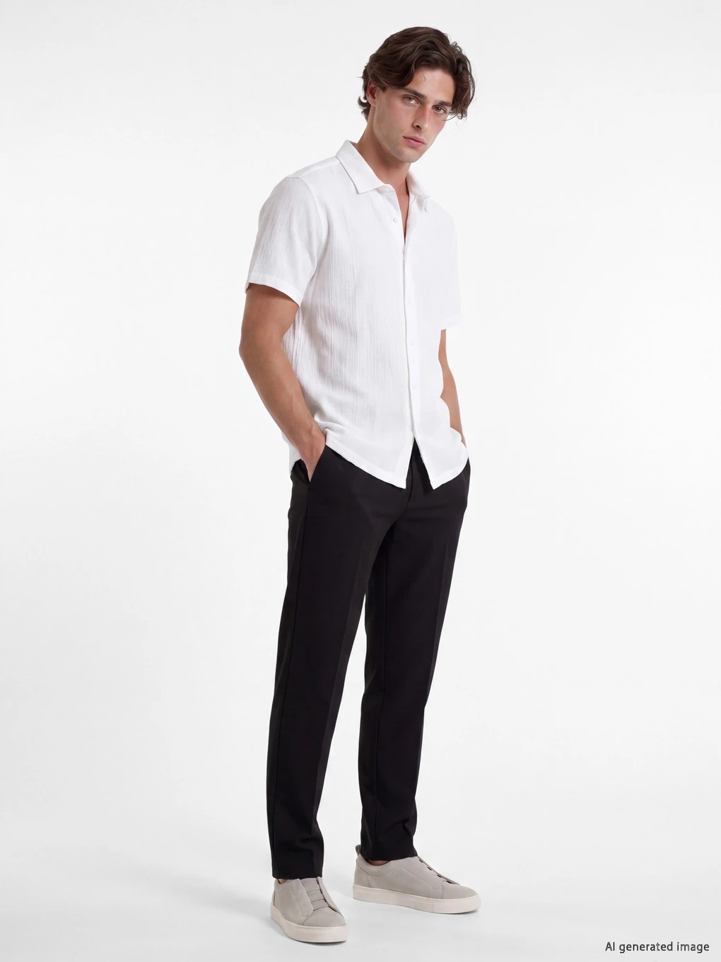 LCW Vision Regular Fit Muška Košulja Od Naboranog Materijala
