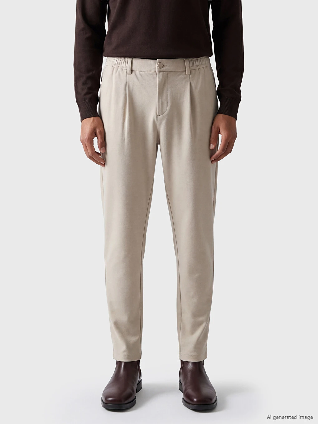 LCW Vision Muške Slim Fit Plisirane Pantalone Od Pletenog Materijala