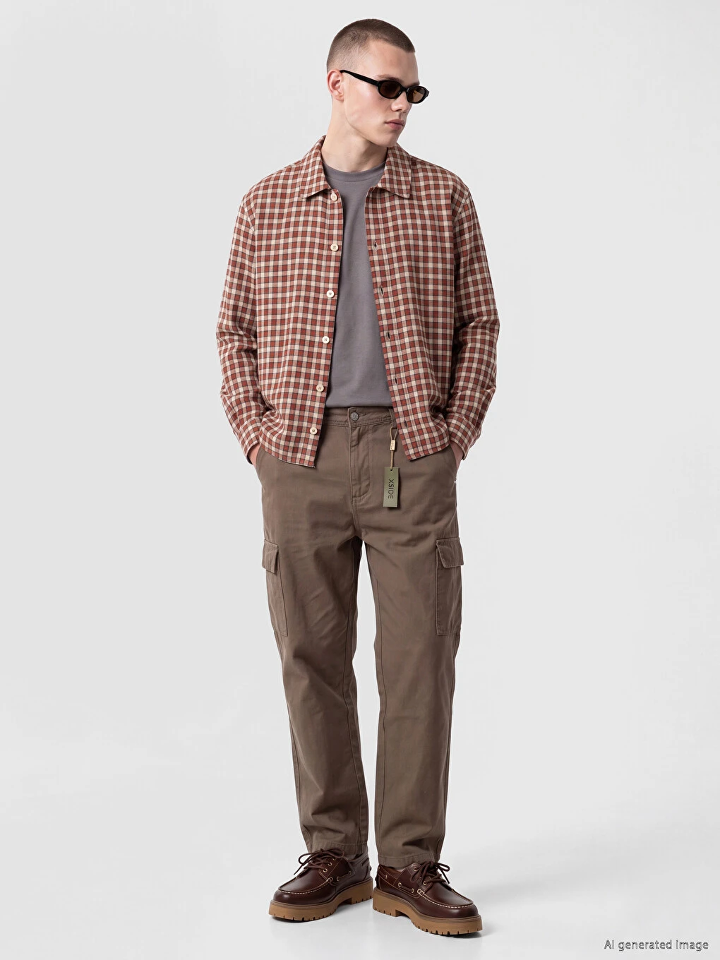 XSIDE Opušteni Kroj Pamučne Gabardinske Muške Pantalone