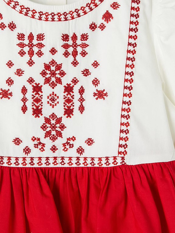 LCW Kids Lanena Haljina Za Devojčice Sa Okruglim Izrezom I Vezom