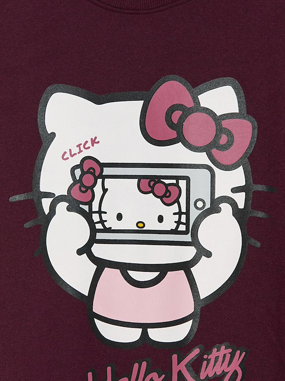 LCW Kids Debela Dukserica Sa Okruglim Izrezom Hello Kitty Štampana Za Devojčice