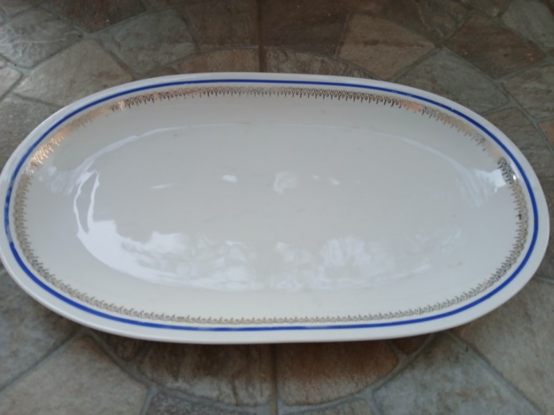 Triptis stari nemacki veliki ovalni porcelanski tanjir